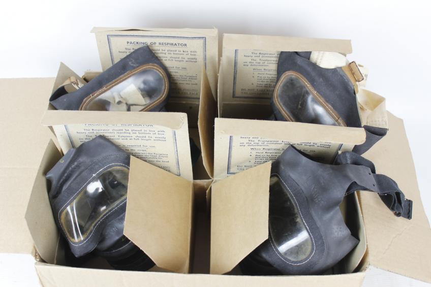 CS Militaria | WW2 British Set Of Four Civilian Gas Masks From Same Family