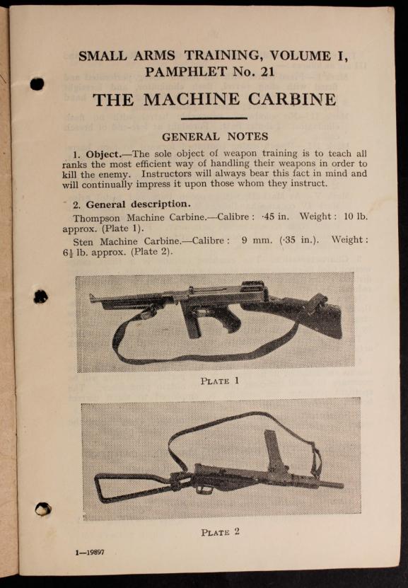 CS Militaria | WW2 British ' Small Arms Training- The Machine Carbine' 1944