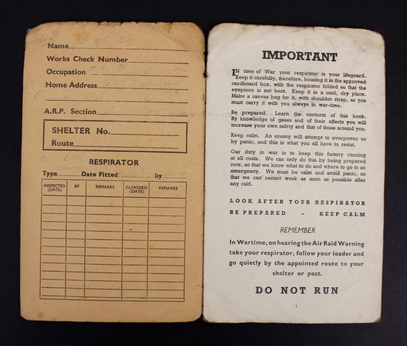 CS Militaria | WW2 Civilian Respirators Inspection Forms & Booklet ...