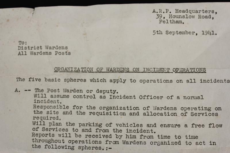 CS Militaria | WW2 ARP Headquarters Wardens Orders - London Feltham ...