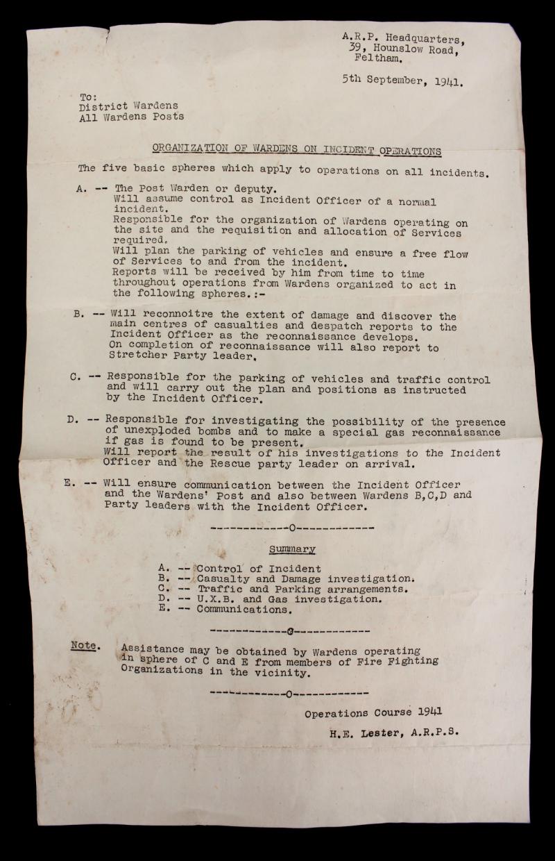 CS Militaria | WW2 ARP Headquarters Wardens Orders - London Feltham ...