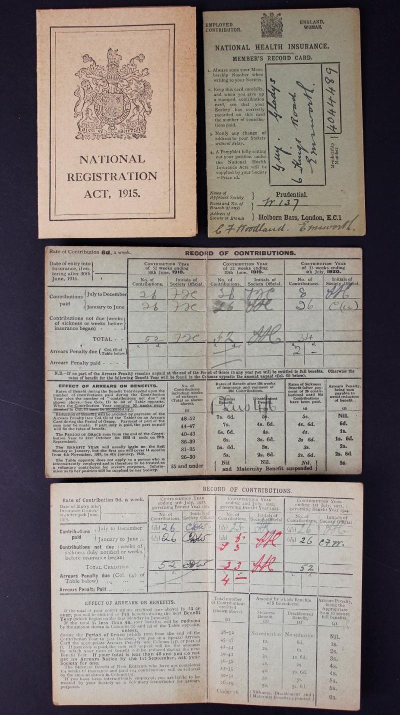 CS Militaria | WW1 1915 National Registration Act & National Health Ins ...