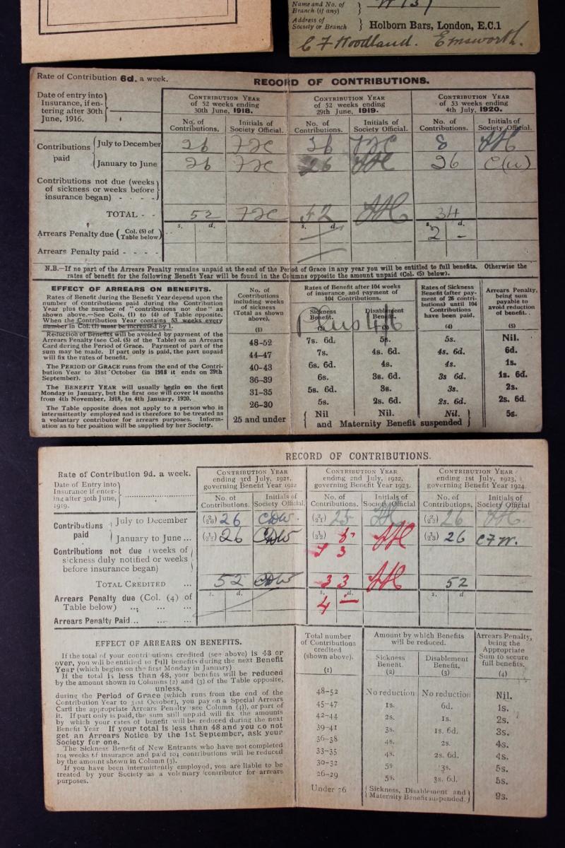 CS Militaria | WW1 1915 National Registration Act & National Health Ins ...