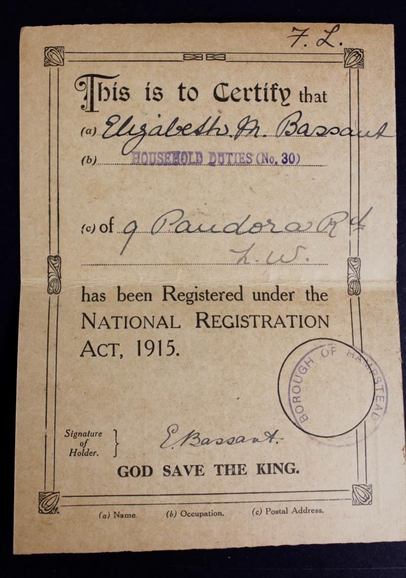 CS Militaria | WW1 1915 National Registration Act & National Health Ins ...