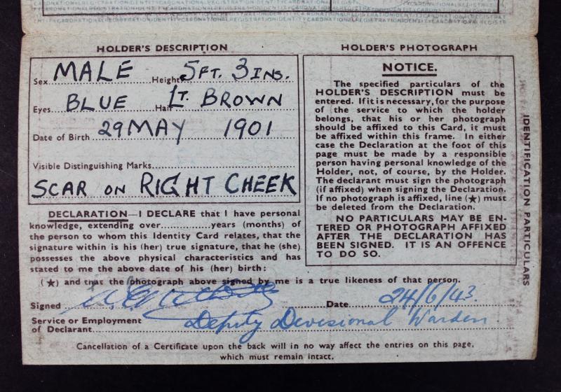 CS Militaria | WW2 Bristol ARP Identity Card 1943