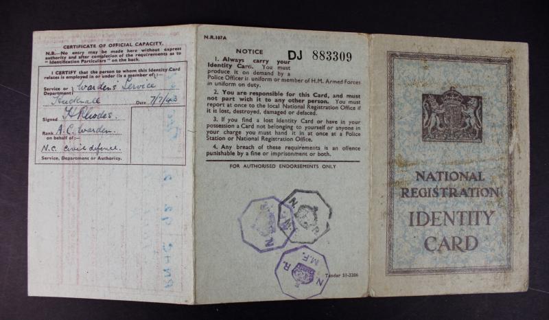 CS Militaria | WW2 Identity Card Member Of 'Wardens Service' Hucknall ...
