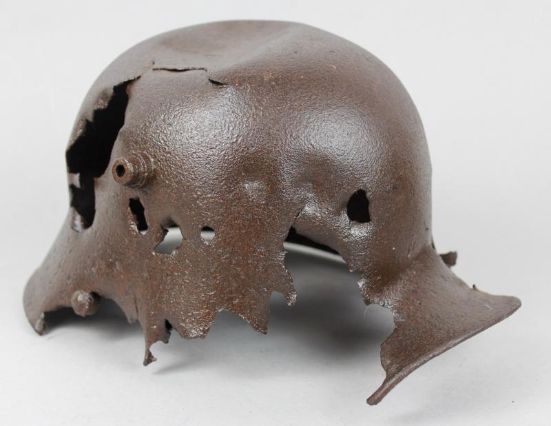 CS Militaria | WW1 German Battle Damaged Helmet Relic