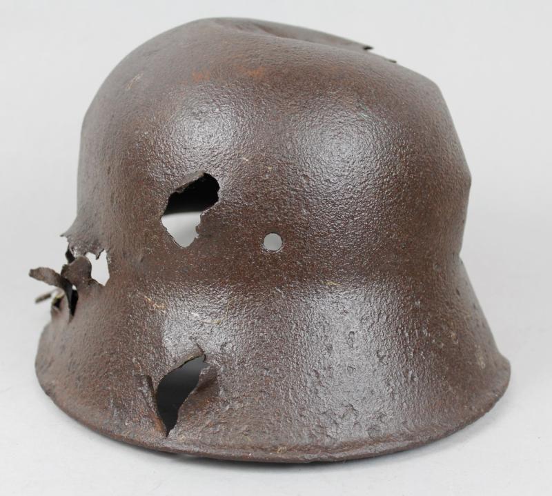 CS Militaria | WW1 German Battle Damaged Helmet Relic