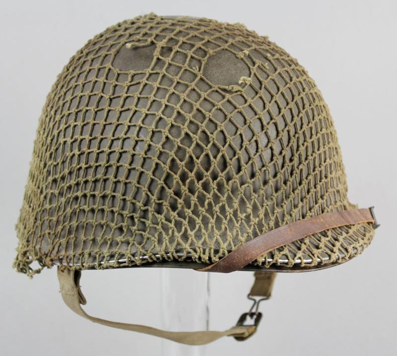 CS Militaria | WW2 US Front Seam Fixed Bales Netted Camouflage M1 Helmet