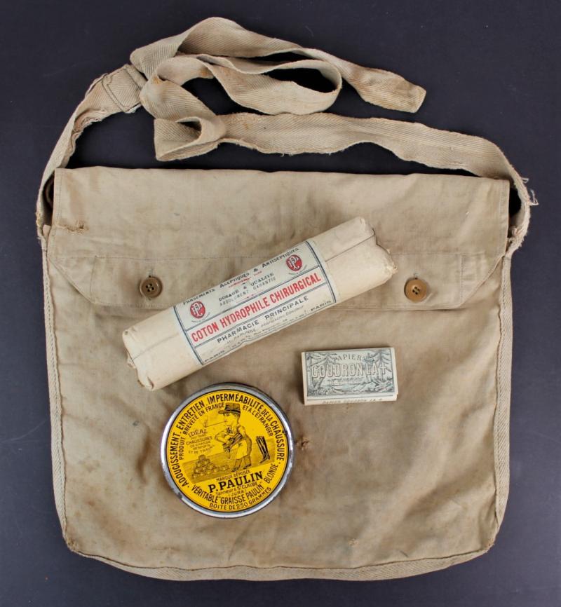 CS Militaria | WW1 French Musette Bag , Bandage , Cigarette Papers ...