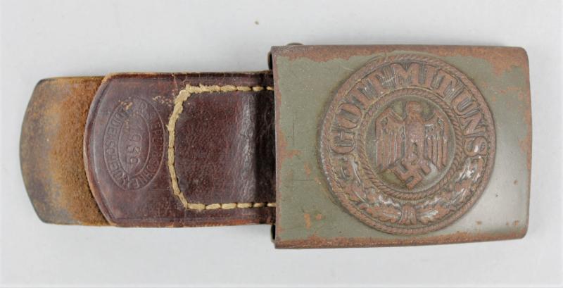 CS Militaria | WW2 German Army Green Painted Steel Buckle & Belt ...