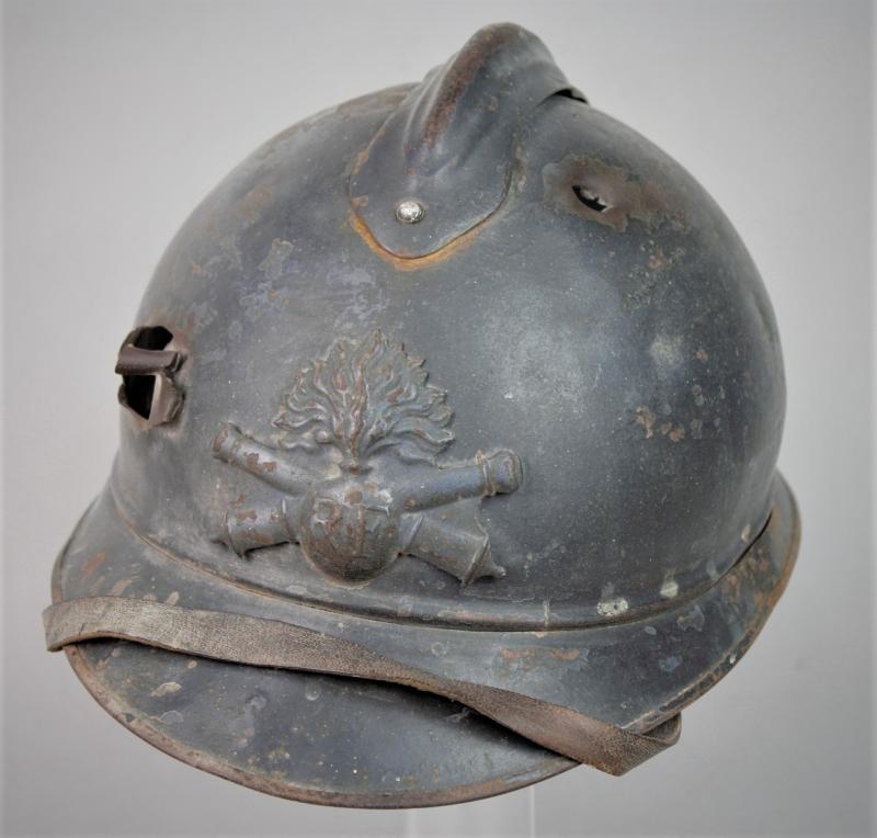 CS Militaria | WW1 French Artillery M15 Adrian Helmet With Battle Damage
