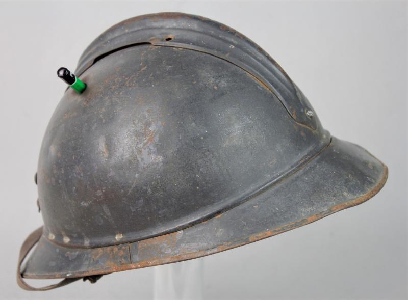 CS Militaria | WW1 French Artillery M15 Adrian Helmet With Battle Damage