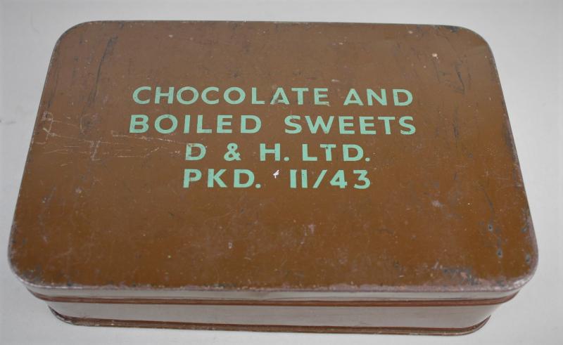 CS Militaria | WW2 British Chocolate & Boiled Sweets Ration Tin 'Nov 1943'