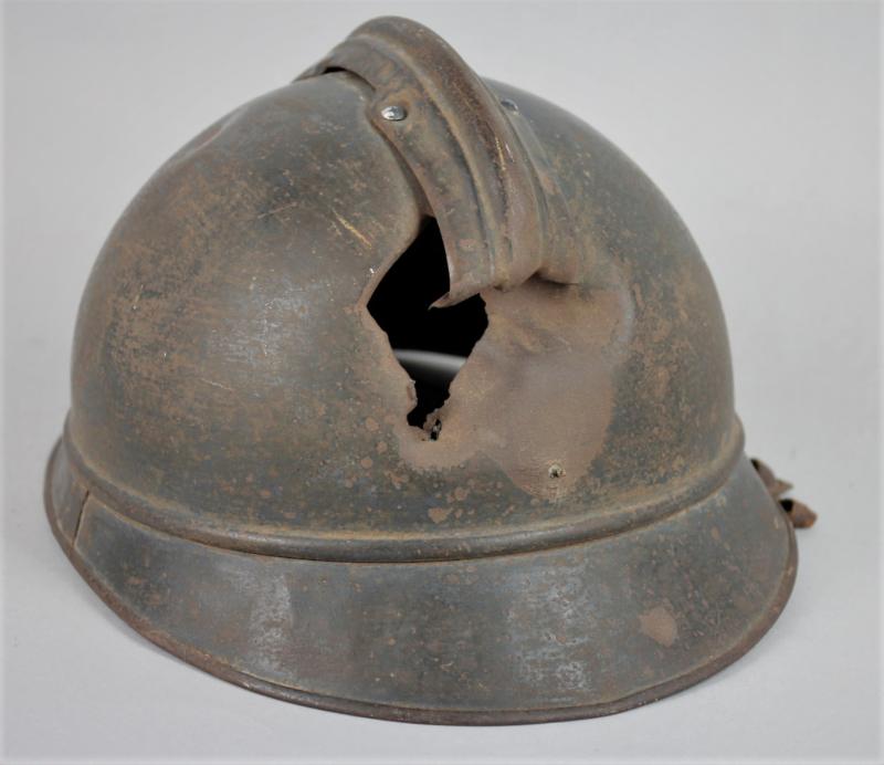 CS Militaria | WW1 French Infantry Shrapnel Damaged M15 Adrian Helmet