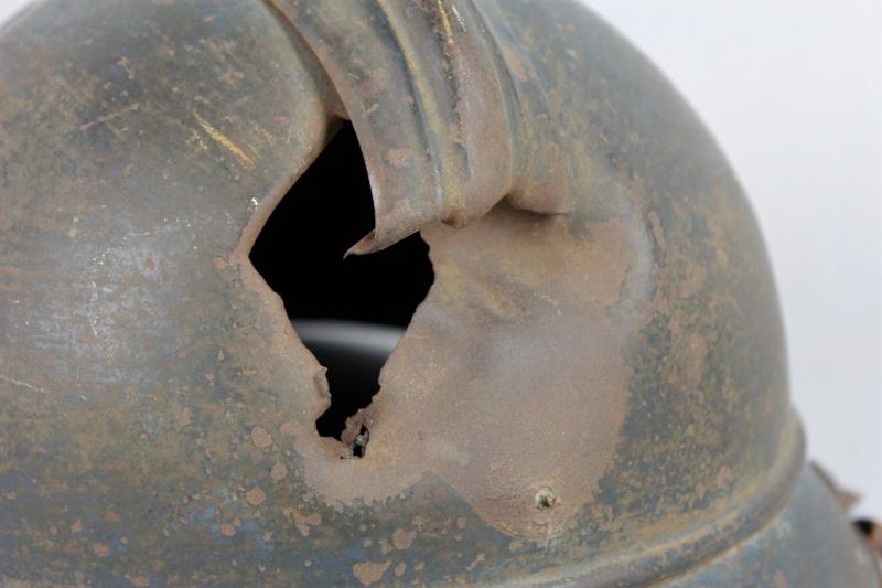 CS Militaria | WW1 French Infantry Shrapnel Damaged M15 Adrian Helmet