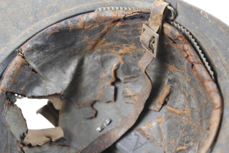 CS Militaria | WW1 French Infantry Shrapnel Damaged M15 Adrian Helmet