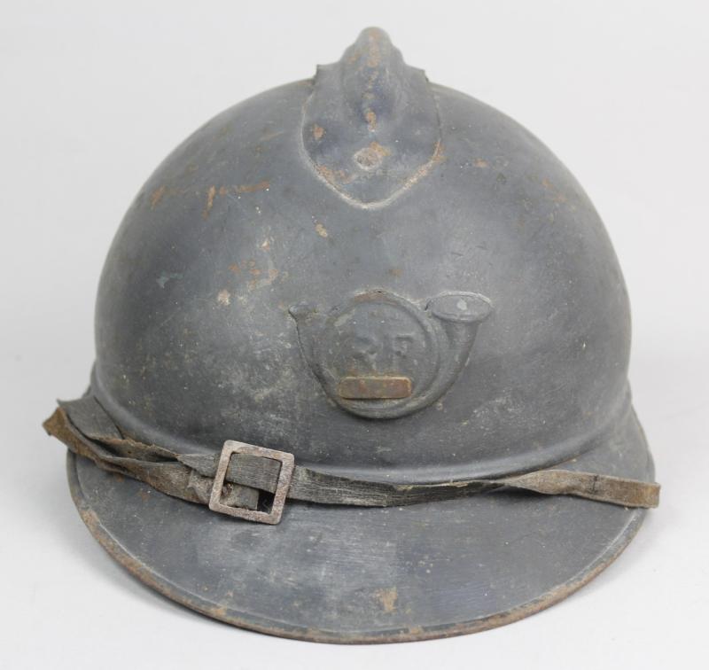 CS Militaria | WW1 French Chasseur M15 Adrian Helmet With Rank Bar To Front