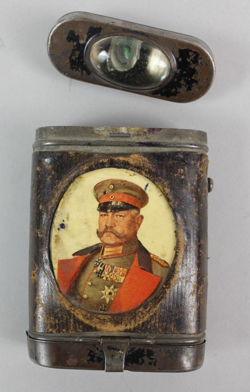 CS Militaria | WW1 German Torch With Picture Of Hindenburg