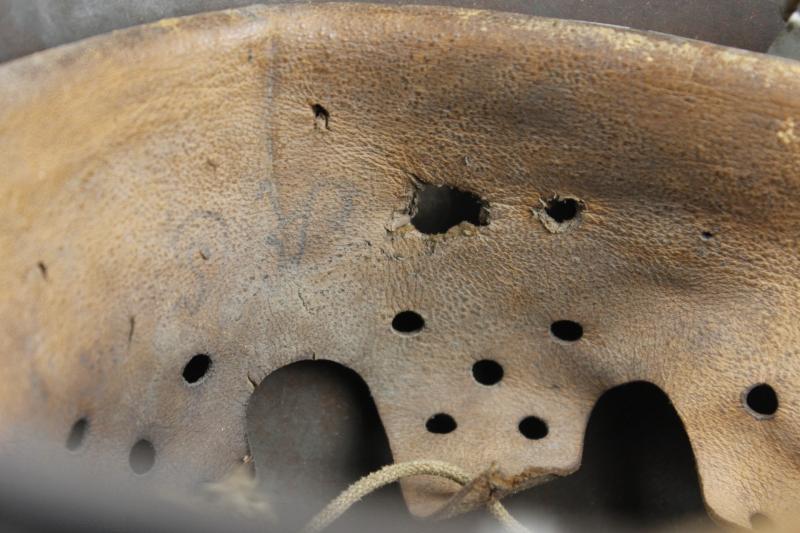 CS Militaria | WW2 German M42 Bullet Holed Camouflage Combat Helmet