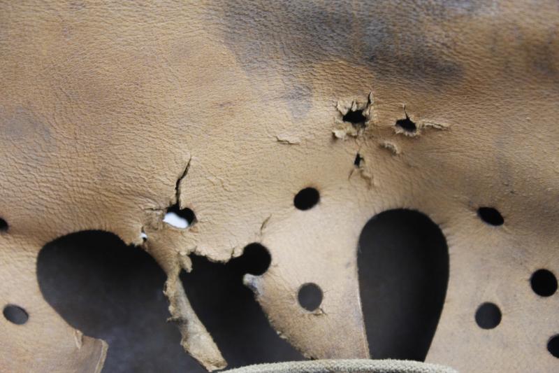 CS Militaria | WW2 German M42 Bullet Holed Camouflage Combat Helmet