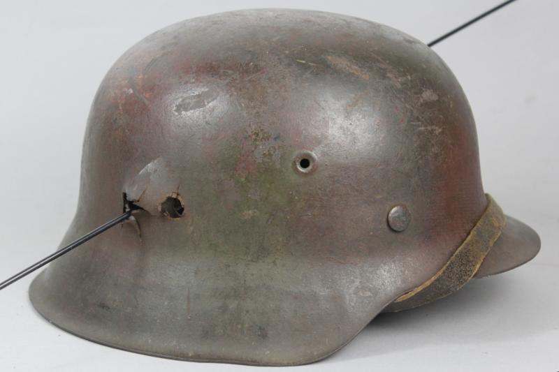 CS Militaria | WW2 German M42 Bullet Holed Camouflage Combat Helmet
