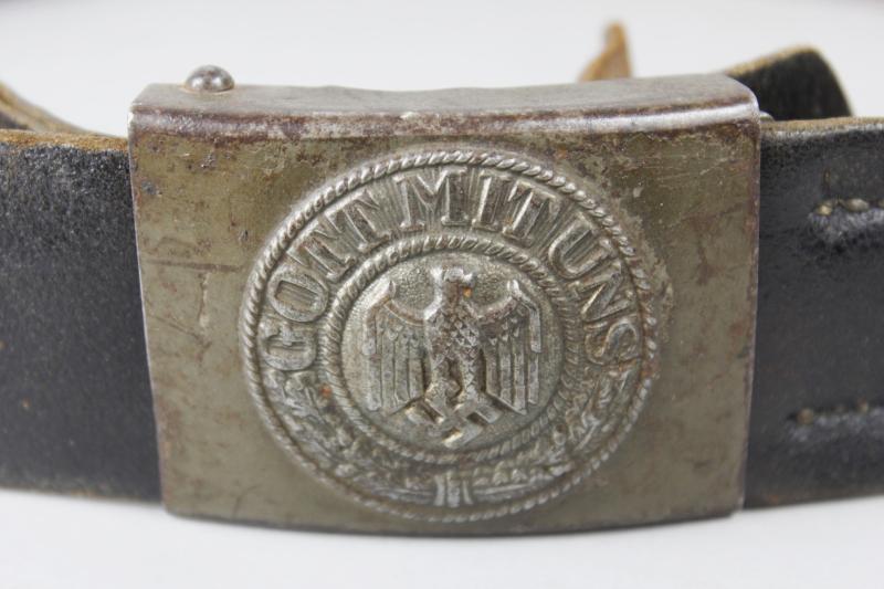 CS Militaria | WW2 German Army Belt & Buckle 1941 Dates & Named 'Hess'