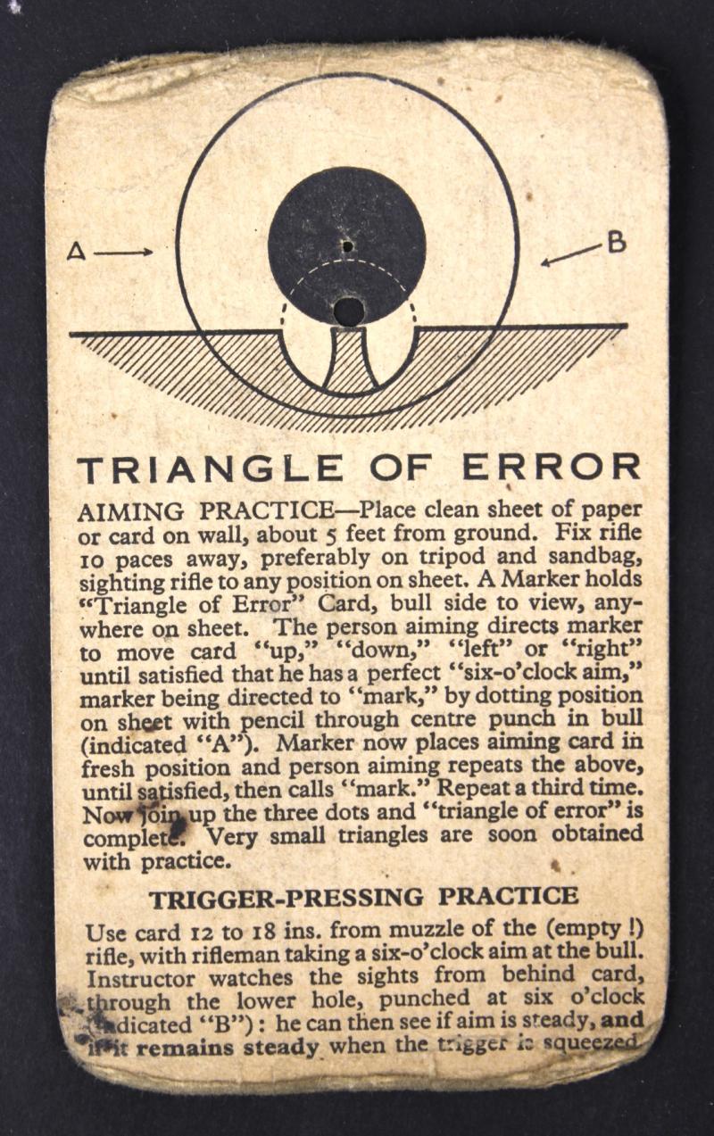 CS Militaria | WW1 Rifle Shooting Training Aid /Aiming Card