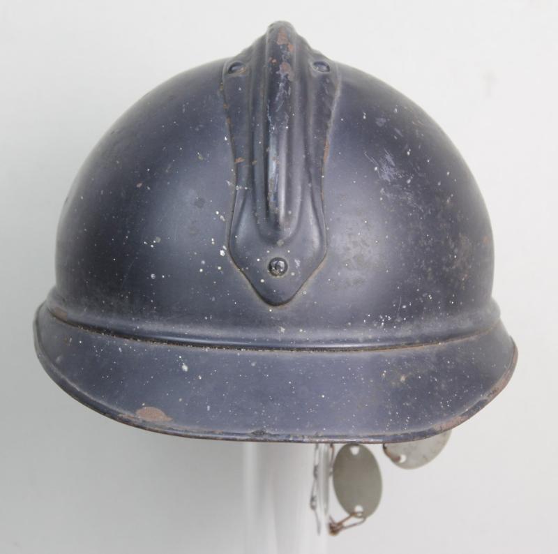 CS Militaria | WW1 French Infantry M15 Adrian Helmet With Soldiers Dogtags