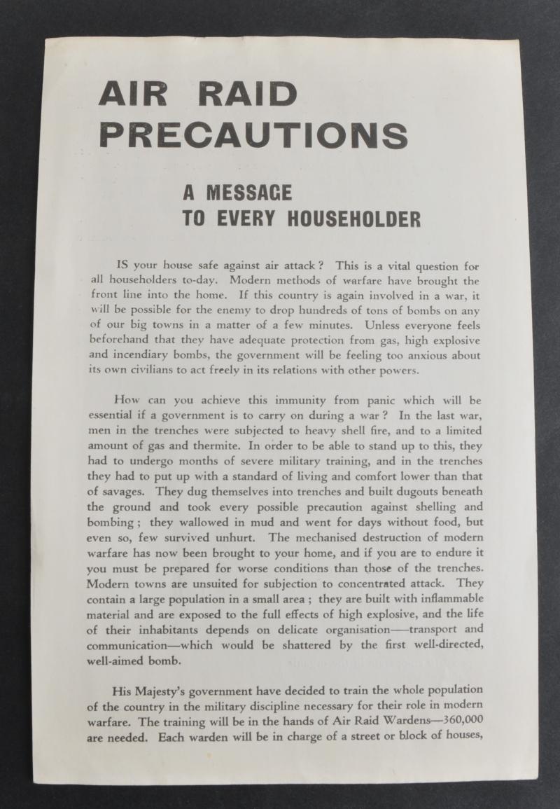 CS Militaria | WW2 British 'Air Raid Precautions Message To Every ...