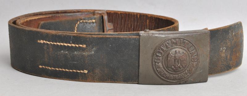 CS Militaria | WW2 German Army Belt & Green Painted Steel Buckle