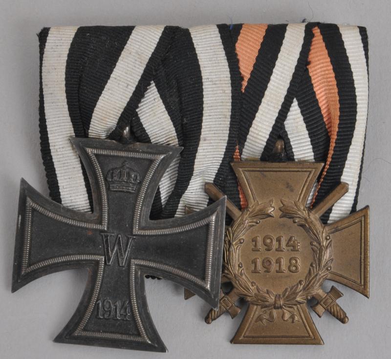 CS Militaria | WW1 German Iron Cross & War Honour Cross Medal Pair