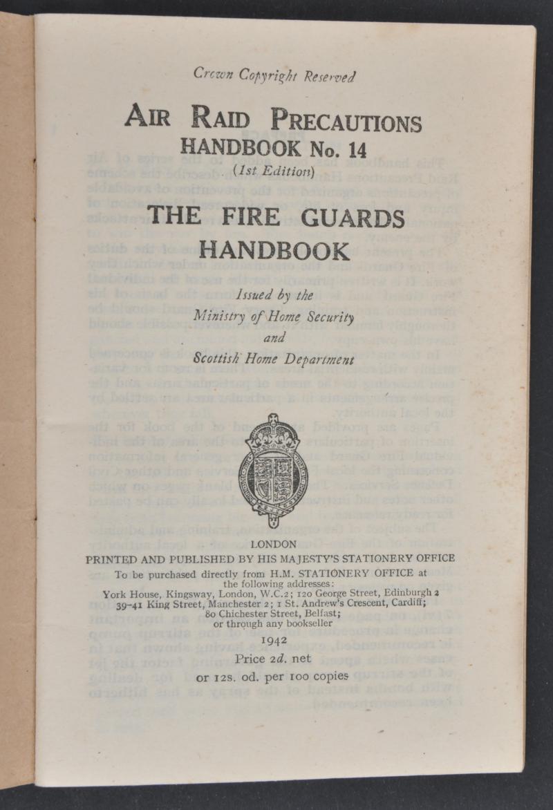 CS Militaria | WW2 British 'Fire Guards Handbook' No.14 - Sutton ...