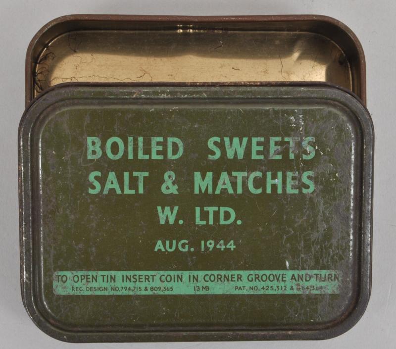 CS Militaria | WW2 British Boiled Sweets, Salt & Matches Ration Tin ...