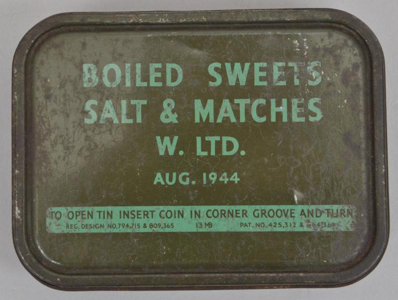 CS Militaria | WW2 British Boiled Sweets, Salt & Matches Ration Tin ...