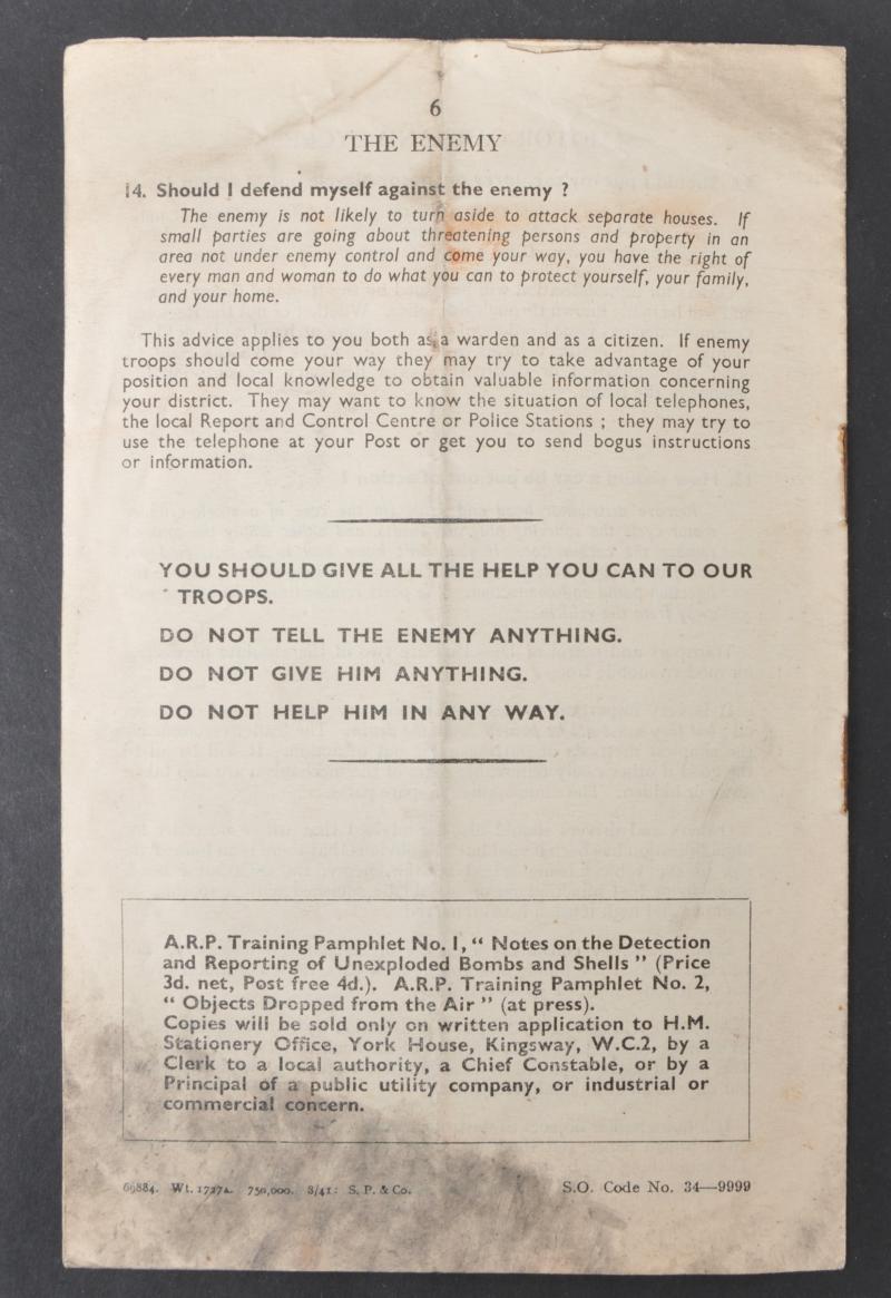 CS Militaria | ARP Training Pamphlet No.3 - Advising The Public In The ...