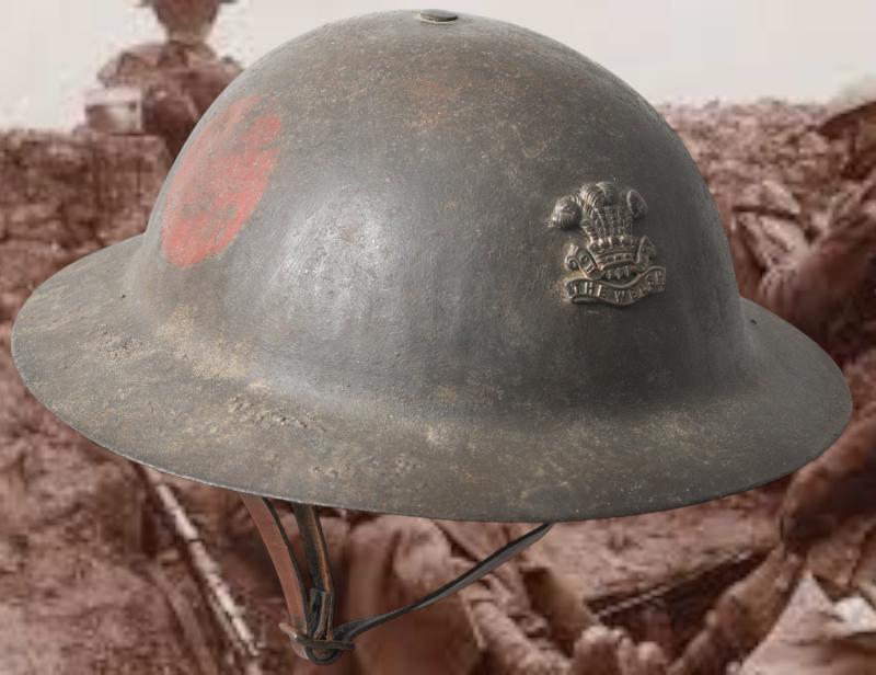 CS Militaria | WW1 Welsh Regiment Officers Helmet - Gieves & Hawkes Liner