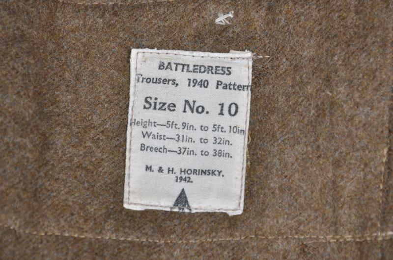 CS Militaria | WW2 British '40 Pattern Battledress Trousers - 1942 ...