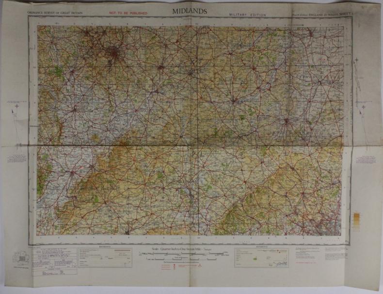 CS Militaria | WW2 British Military Map ' Midlands' 1939