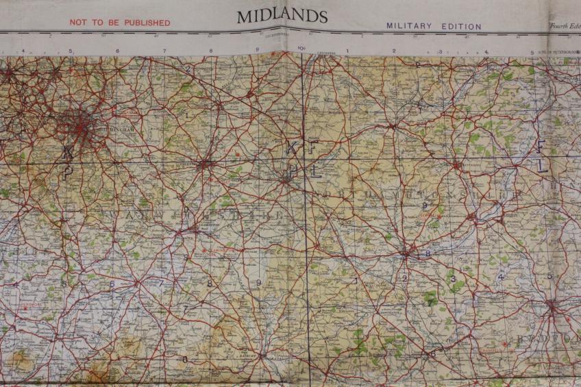 CS Militaria | WW2 British Military Map ' Midlands' 1939
