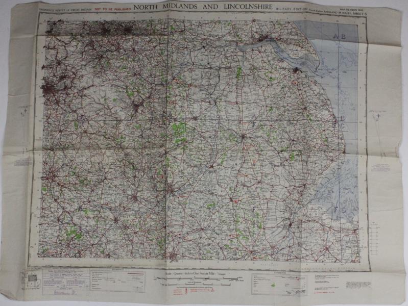 CS Militaria | WW2 British MIlitary Map ' North Midlands & Lincolnshire ...