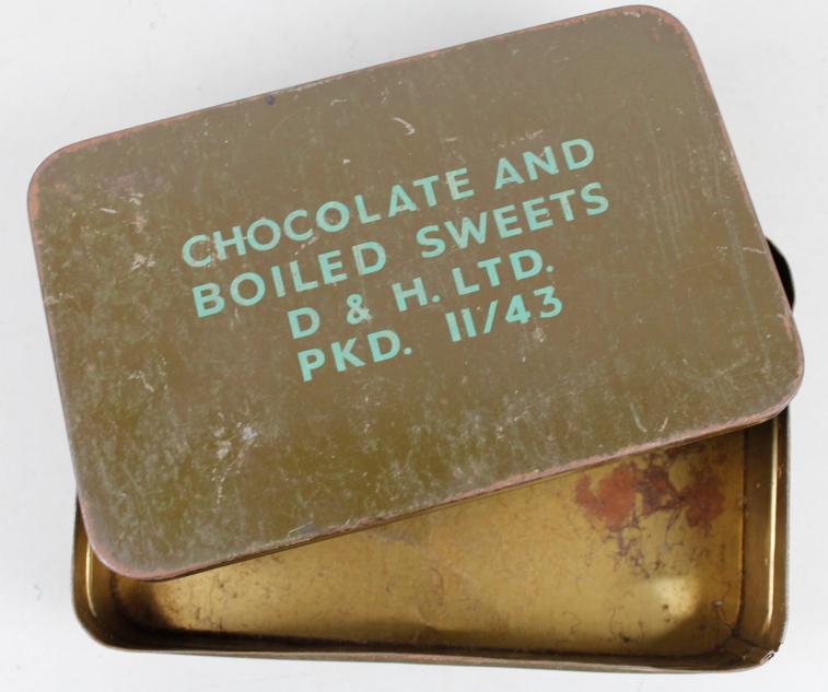 CS Militaria | WW2 British Chocolate & Boiled Sweets Ration Tin 1943